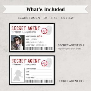 Editable Secret Agent ID, Secret Spy Badge, Spy Name Badge, Spy ...