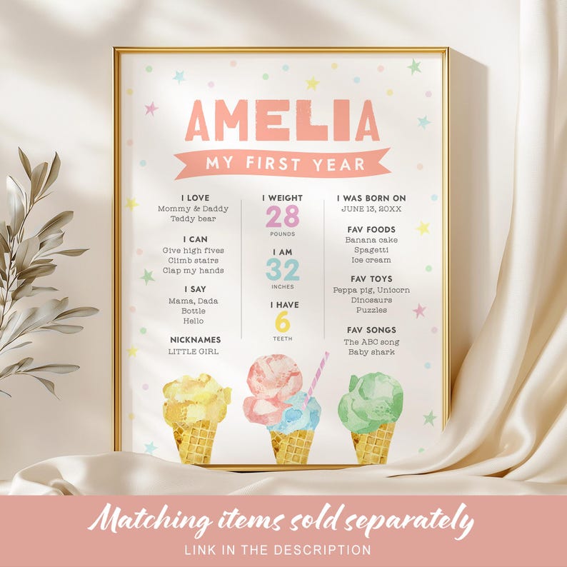 Editable Ice Cream Birthday Custom Sign, Ice Cream Station Table Sign ...