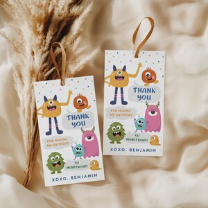 Monster Birthday Favor Tags, Monster Party Thank You Notes, Monster ...