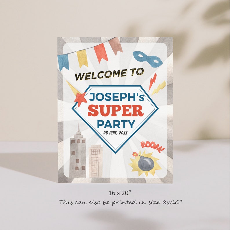 Editable Superhero Birthday Welcome Sign Superhero Party - Etsy