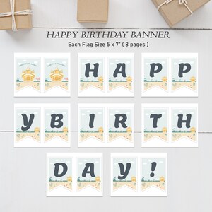 Editable Beach Happy Birthday Banner, Summer Party Bunting Banner, Sand ...