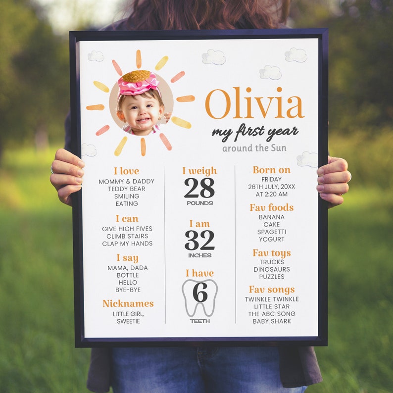 Editable Sunshine Milestone Sign, Photo Milestone Poster, Modern First ...
