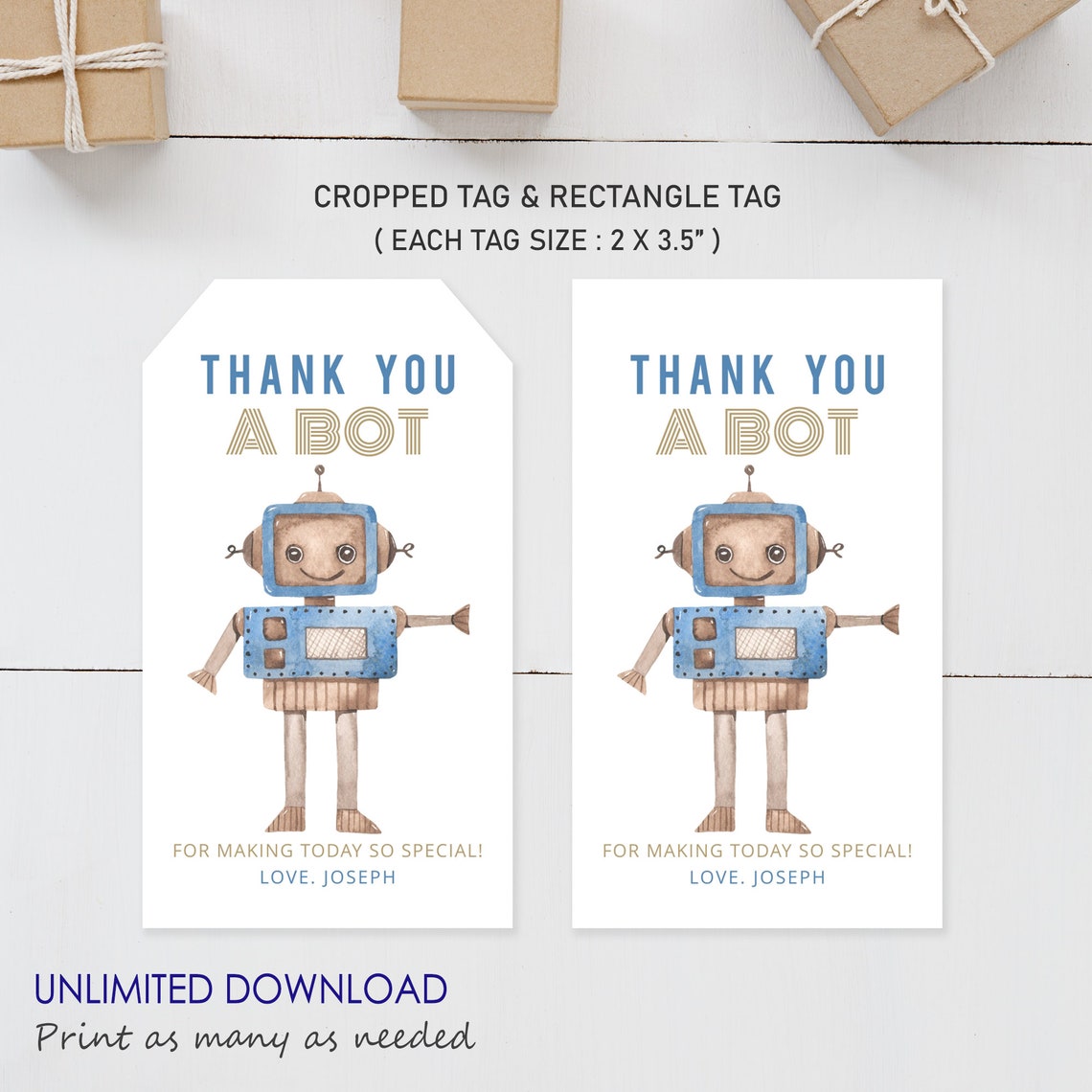 Editable Robot Party Favor Tags Robot Birthday Gift Tags - Etsy