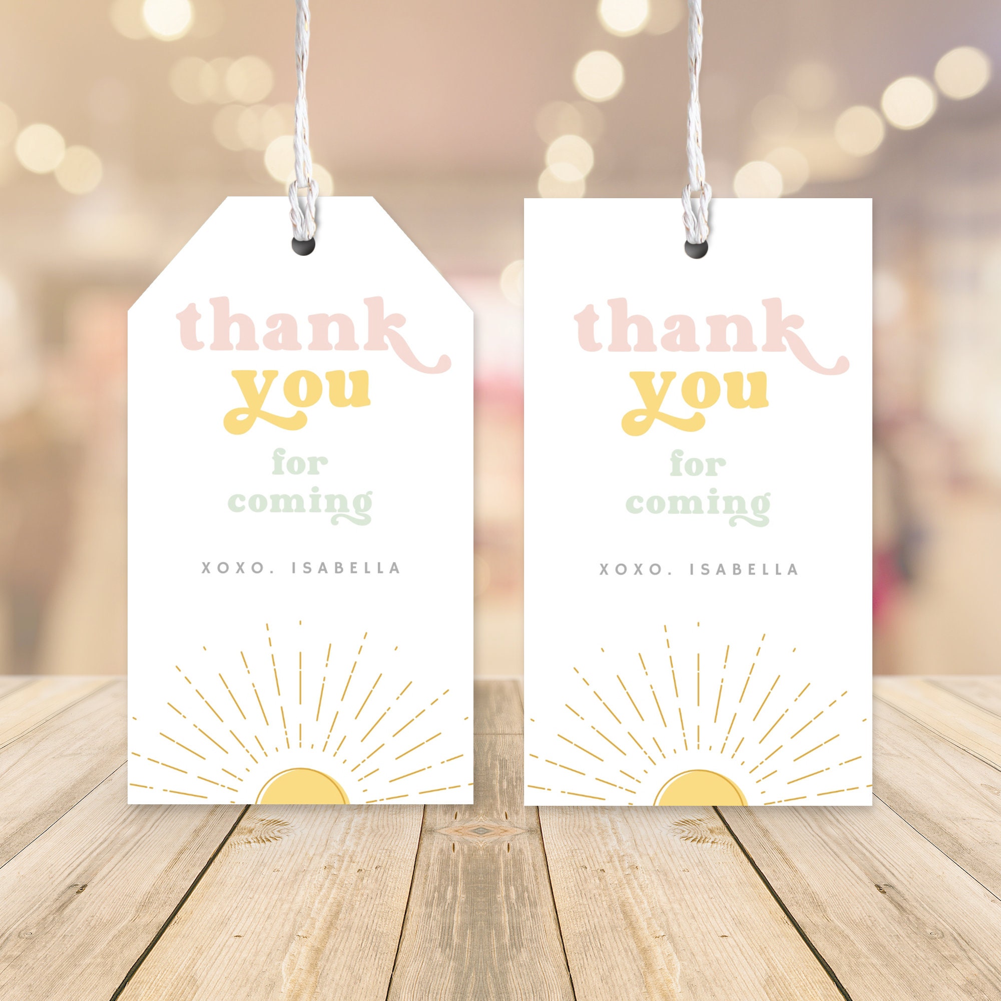 Editable Sunshine Birthday Favor Tags, Boho Sun Gift Tags, First Trip ...