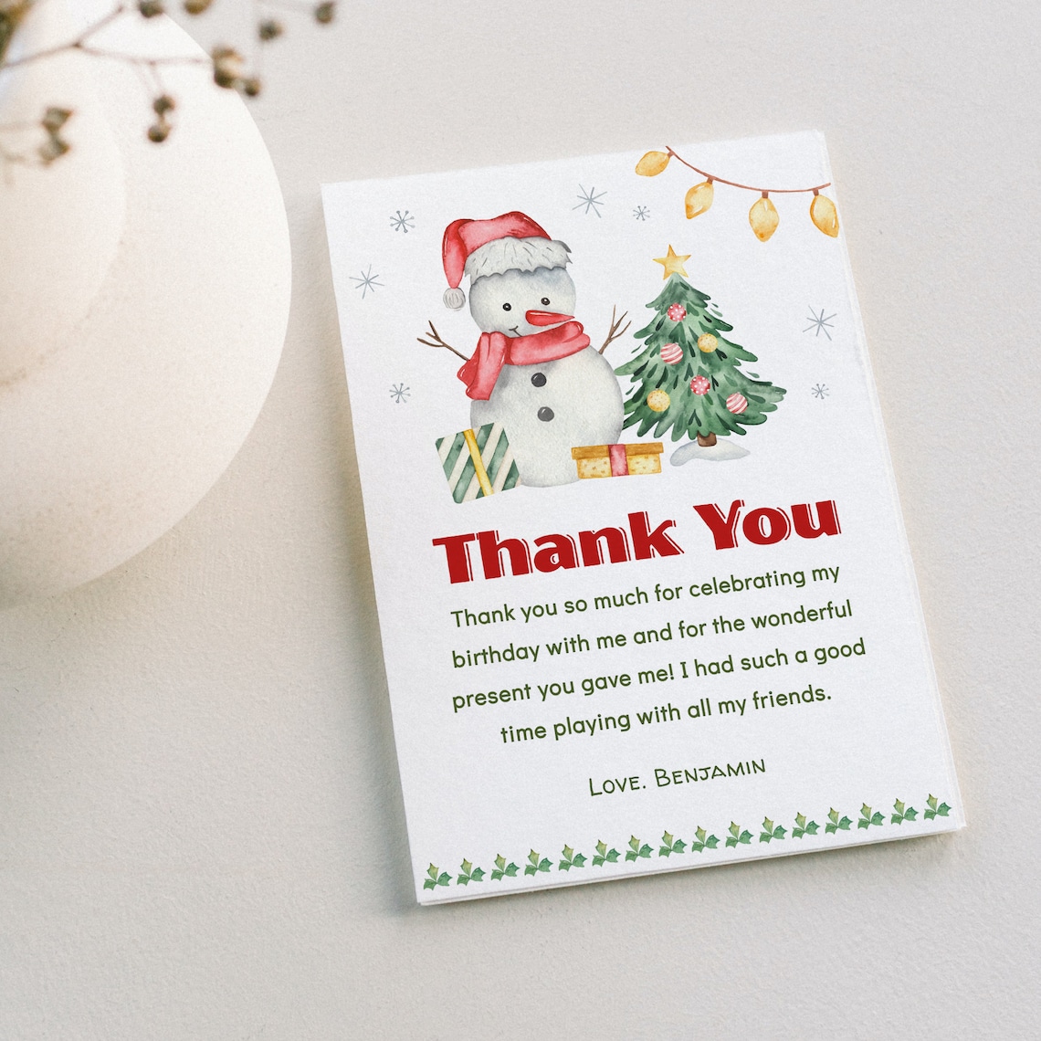 Editable Snowman Thank You Card Christmas Party Thank You - Etsy