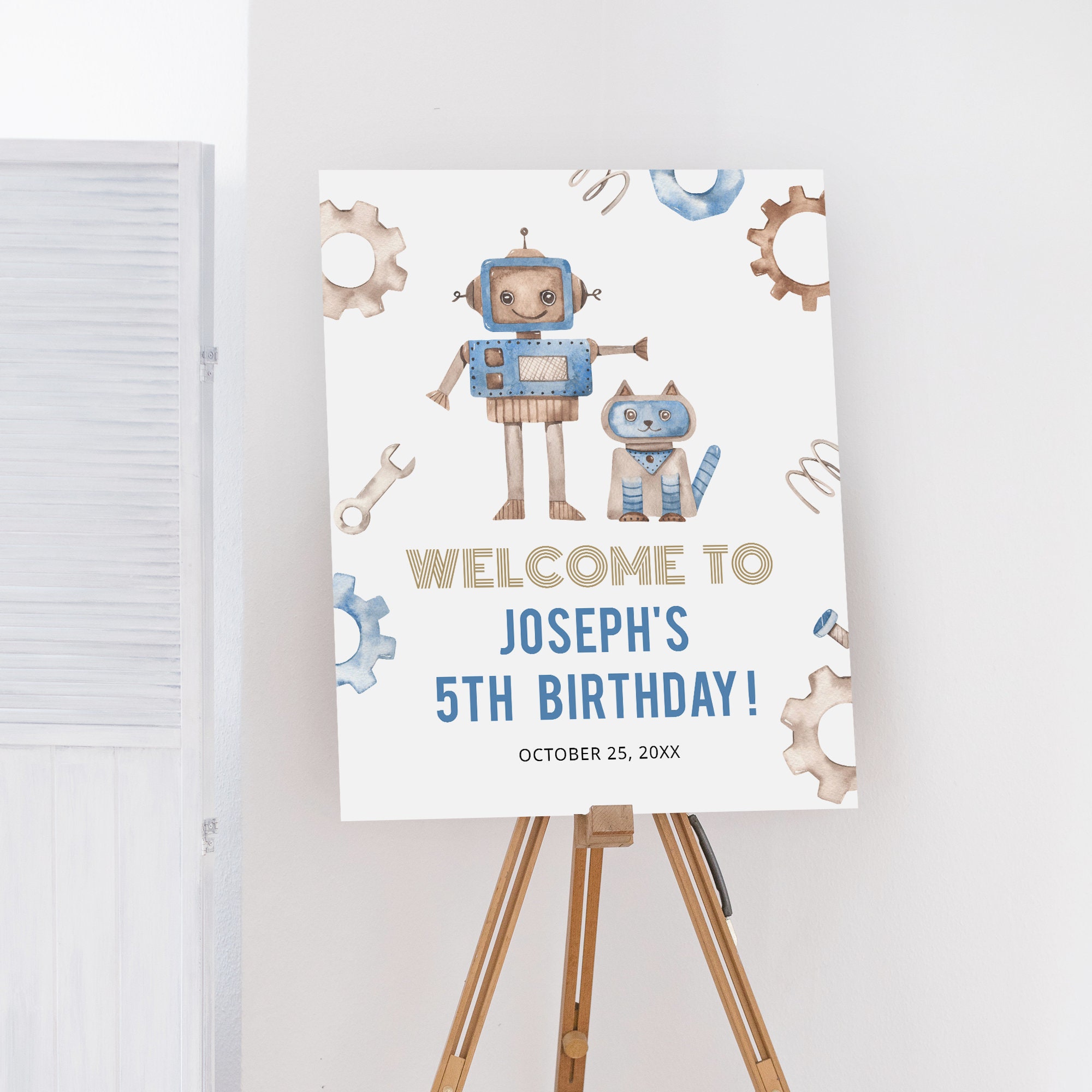 Editable Robot Birthday Welcome Sign Robot Party Welcome - Etsy