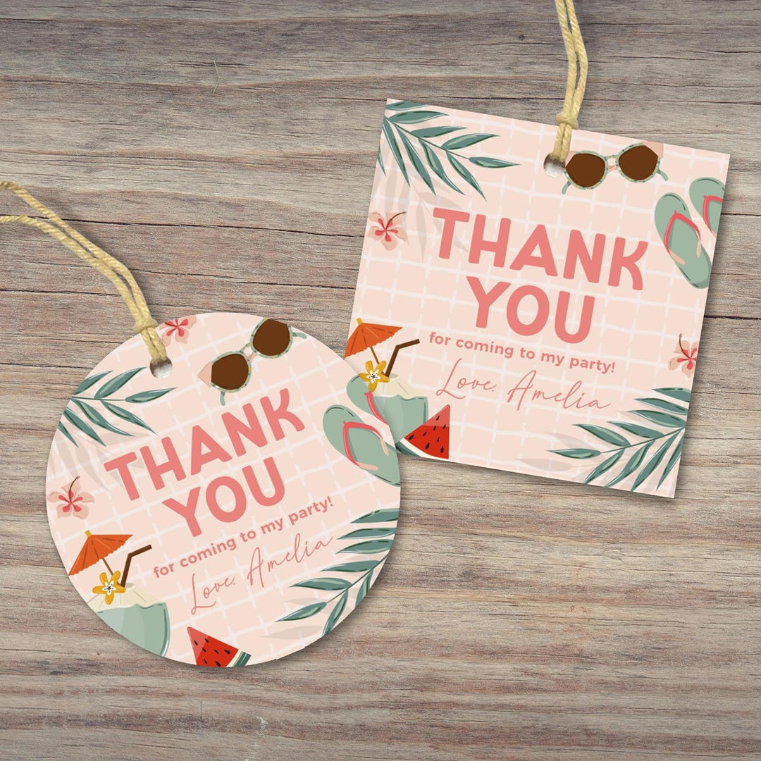 Pool Party Favor Tags, Summer Birthday Gift Tags, Swimming Party ...