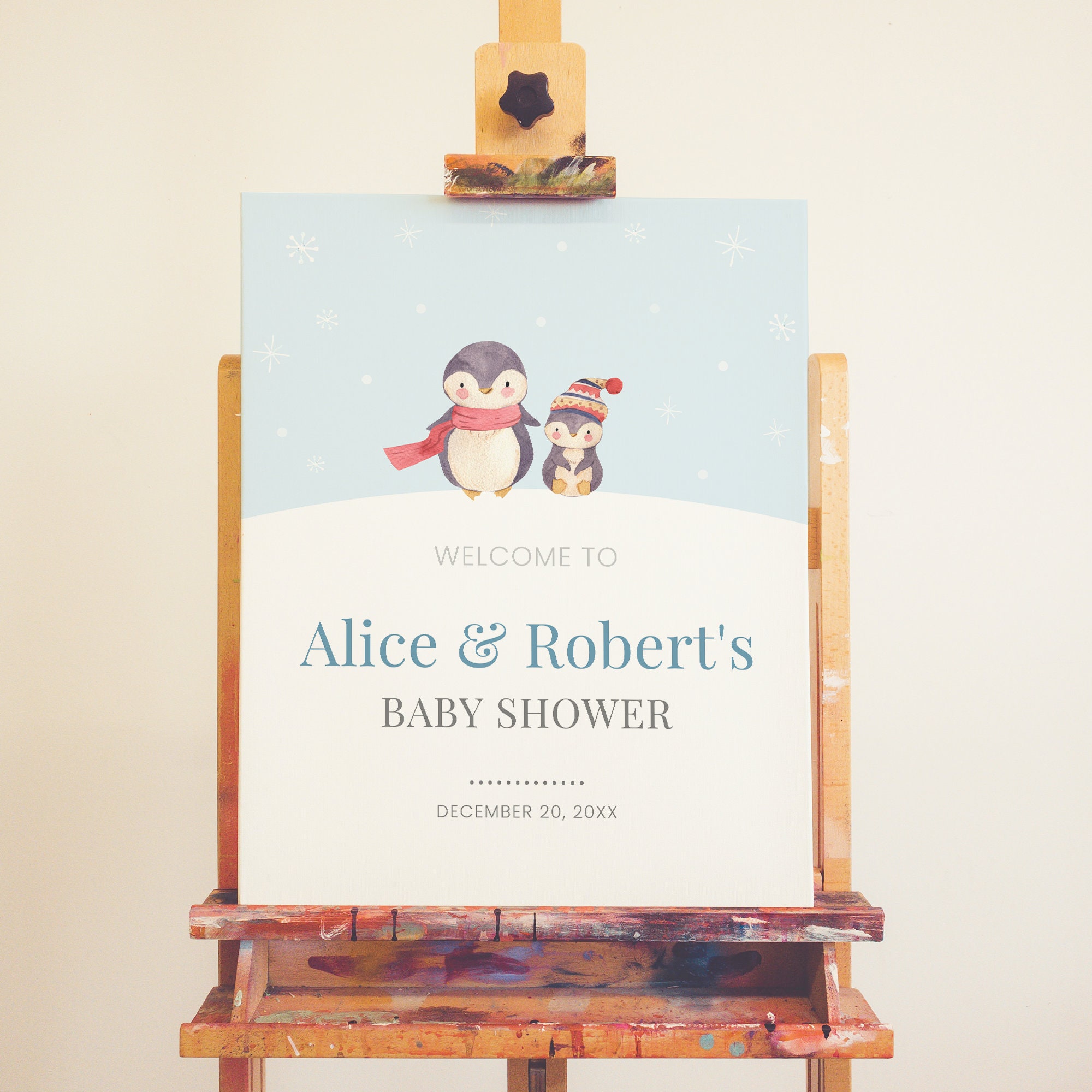 Editable Penguin Baby Shower Welcome Sign Winter Party - Etsy