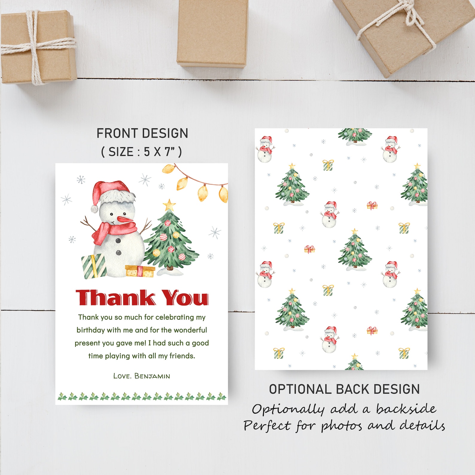 Editable Snowman Thank You Card Christmas Party Thank You - Etsy
