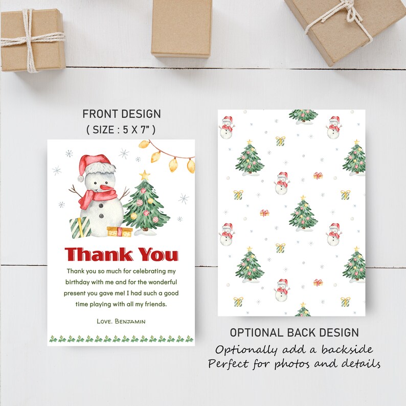 Editable Snowman Thank You Card Christmas Party Thank You - Etsy