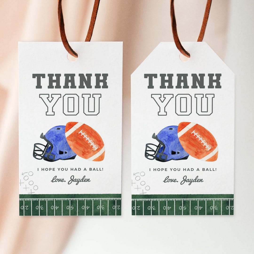 Football Birthday Favor Tags, Football Party Gift Tags, Boy Birthday ...