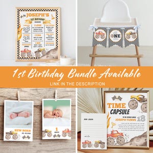 Editable Monster Truck Time Capsule Sign, Matching Message Cards, Boy ...
