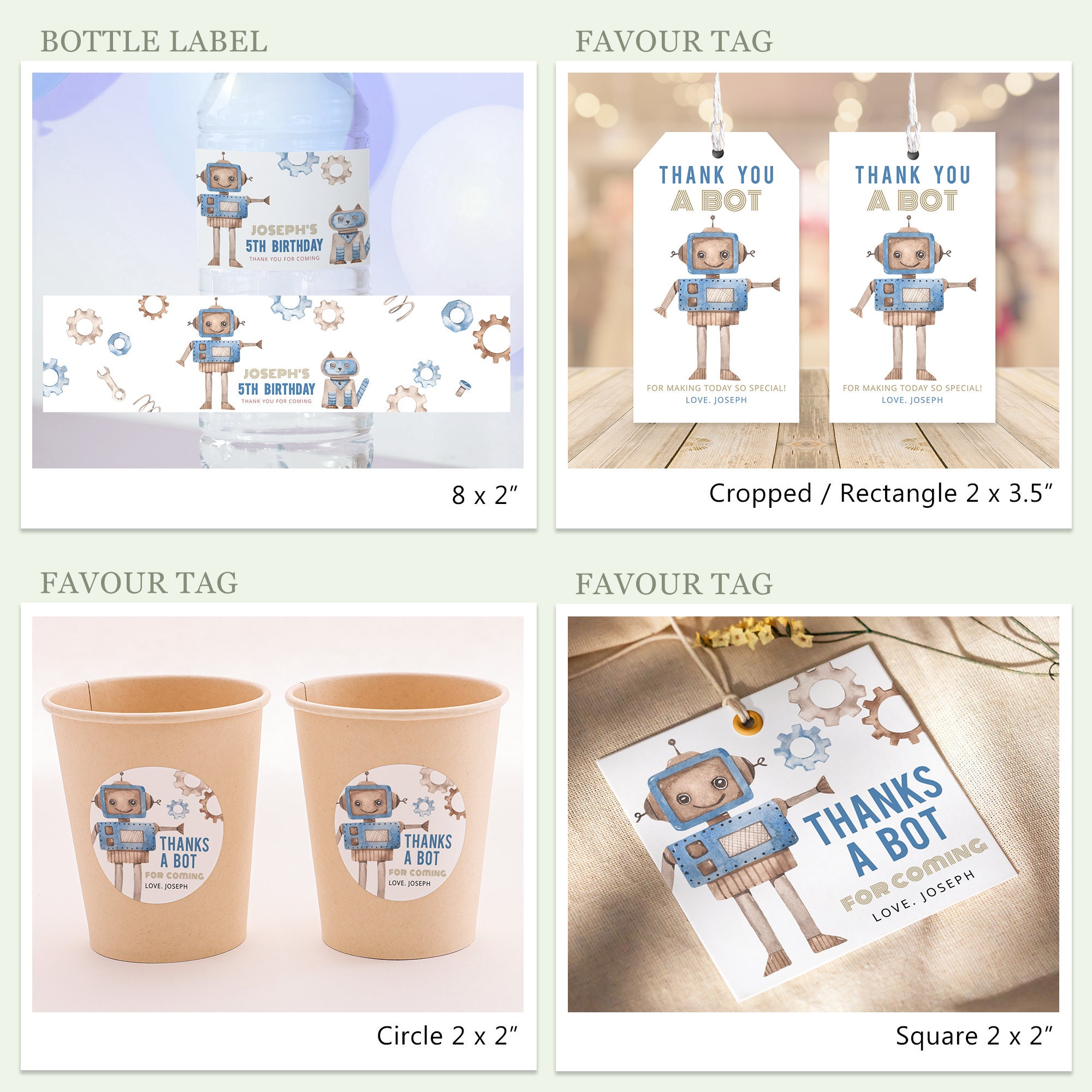 EDITABLE Robot Birthday Bundle Robot Birthday Collection - Etsy