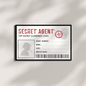 Editable Secret Agent ID, Secret Spy Badge, Spy Name Badge, Spy ...