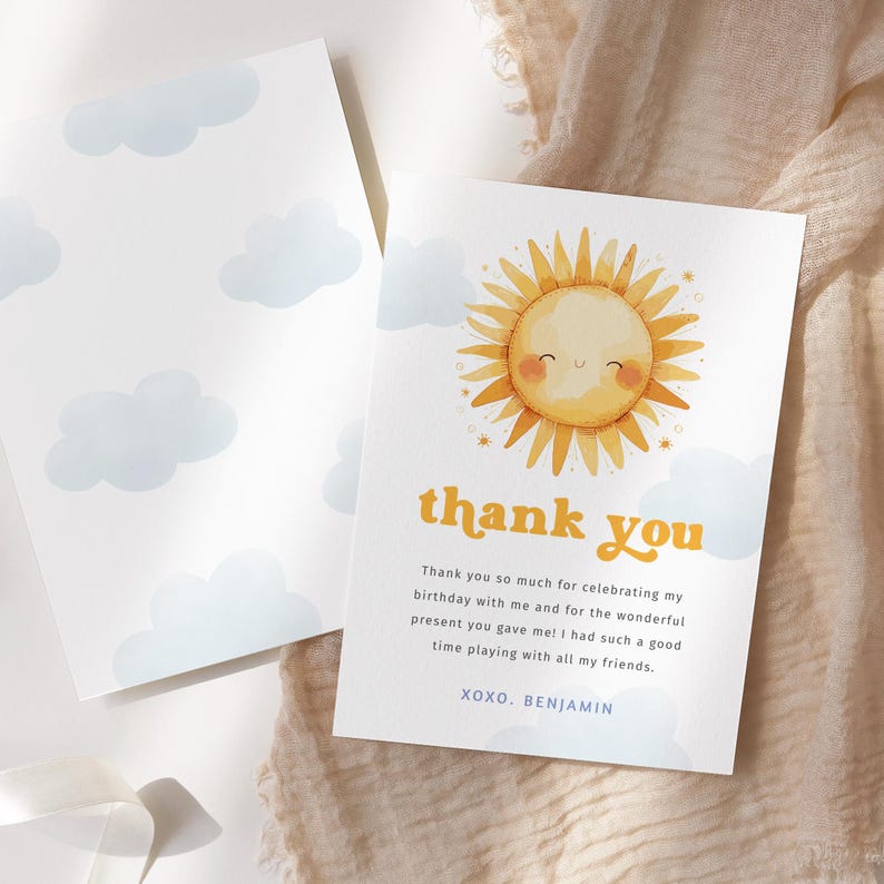 Sun Birthday Thank You Card : First Trip Around the Sun (instant ...
