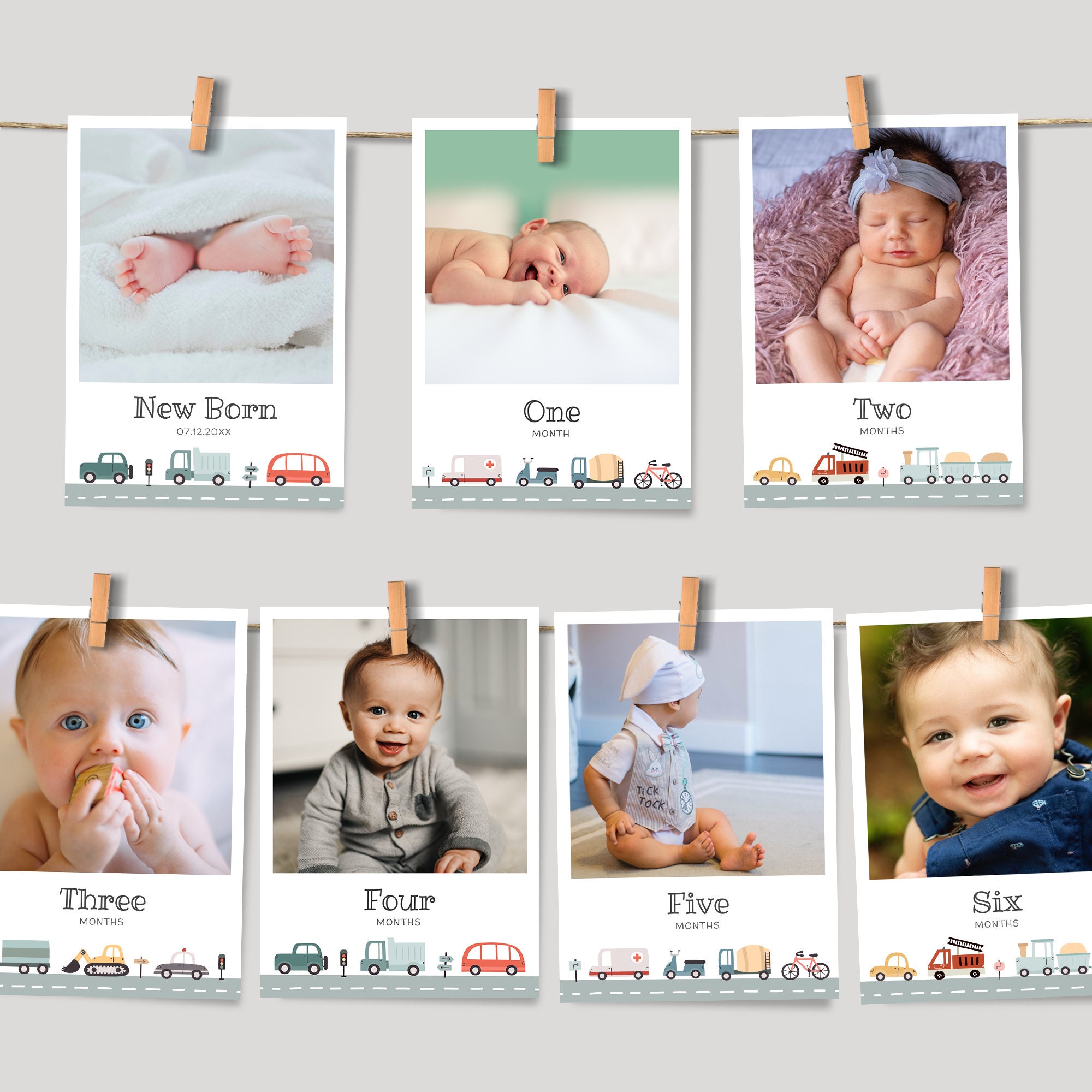 Editable Transportation Monthly Photo Banner Vehicle - Etsy