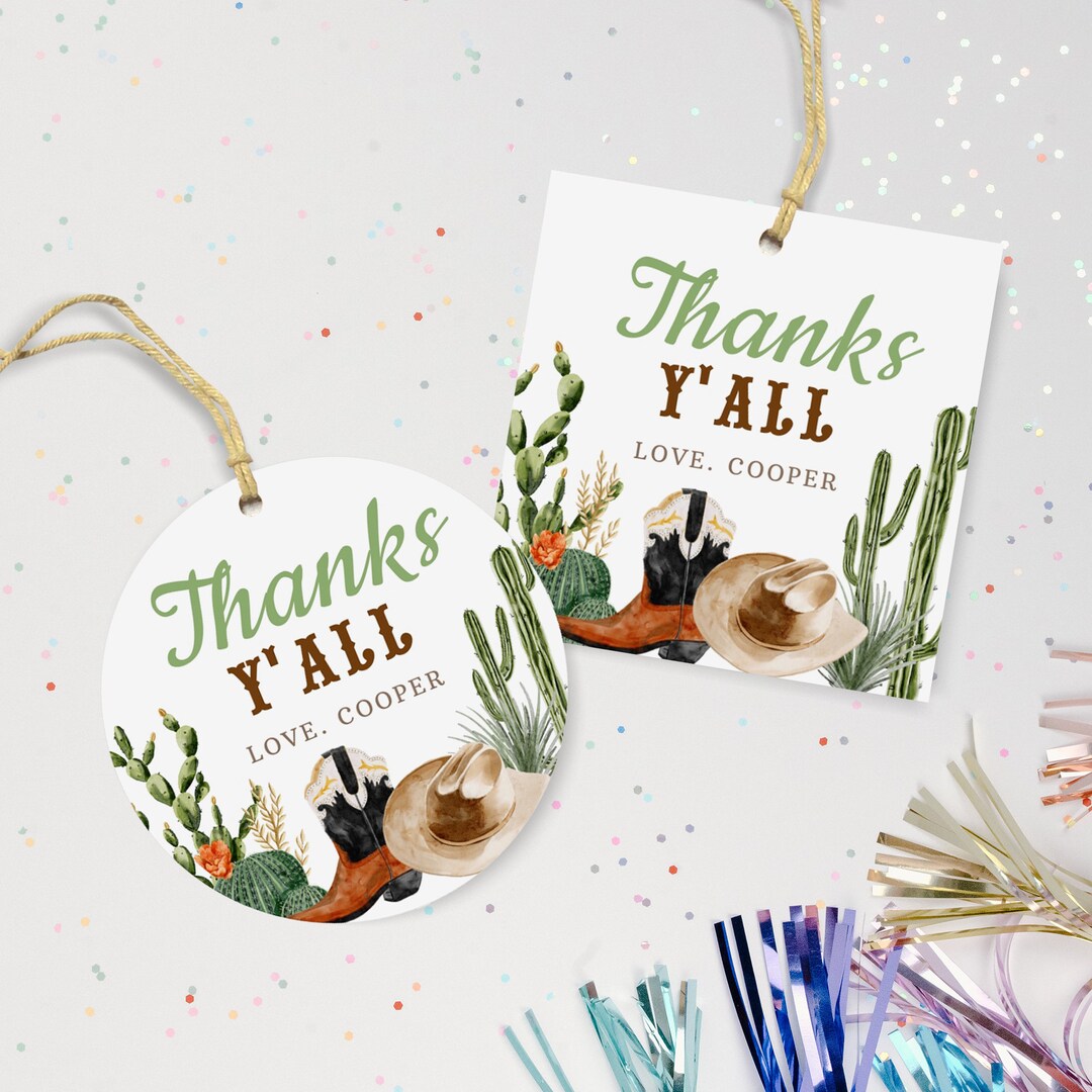 Editable Cowboy Birthday Favor Tags, Wild West Birthday Gift Tags, Boy ...