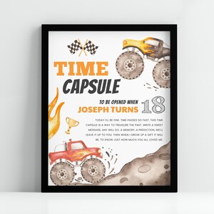Editable Monster Truck Time Capsule Sign, Matching Message Cards, Boy ...
