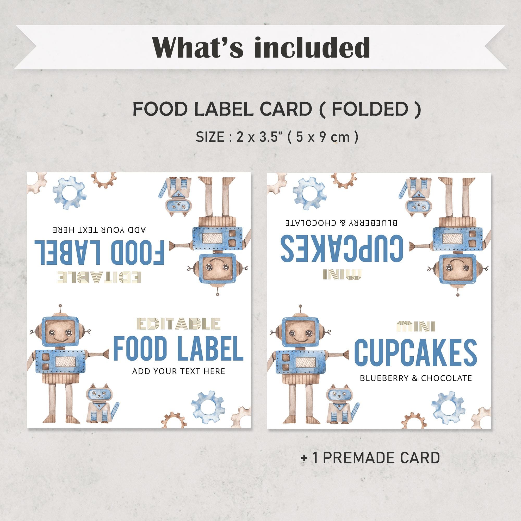 Editable Robot Birthday Food Labels, Robot Party Place Card, Robot ...