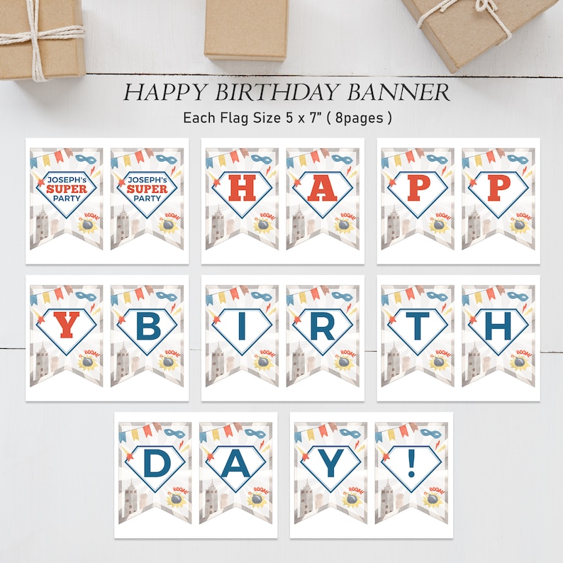 Editable Superhero Happy Birthday Banner Superhero Party - Etsy