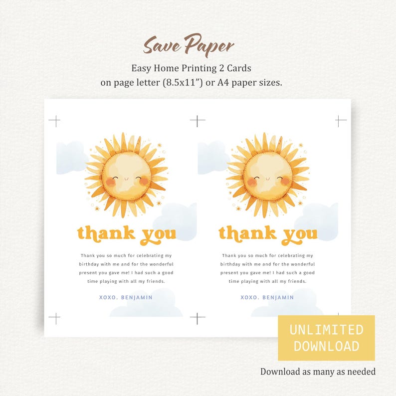 Sun Birthday Thank You Card : First Trip Around the Sun (instant ...