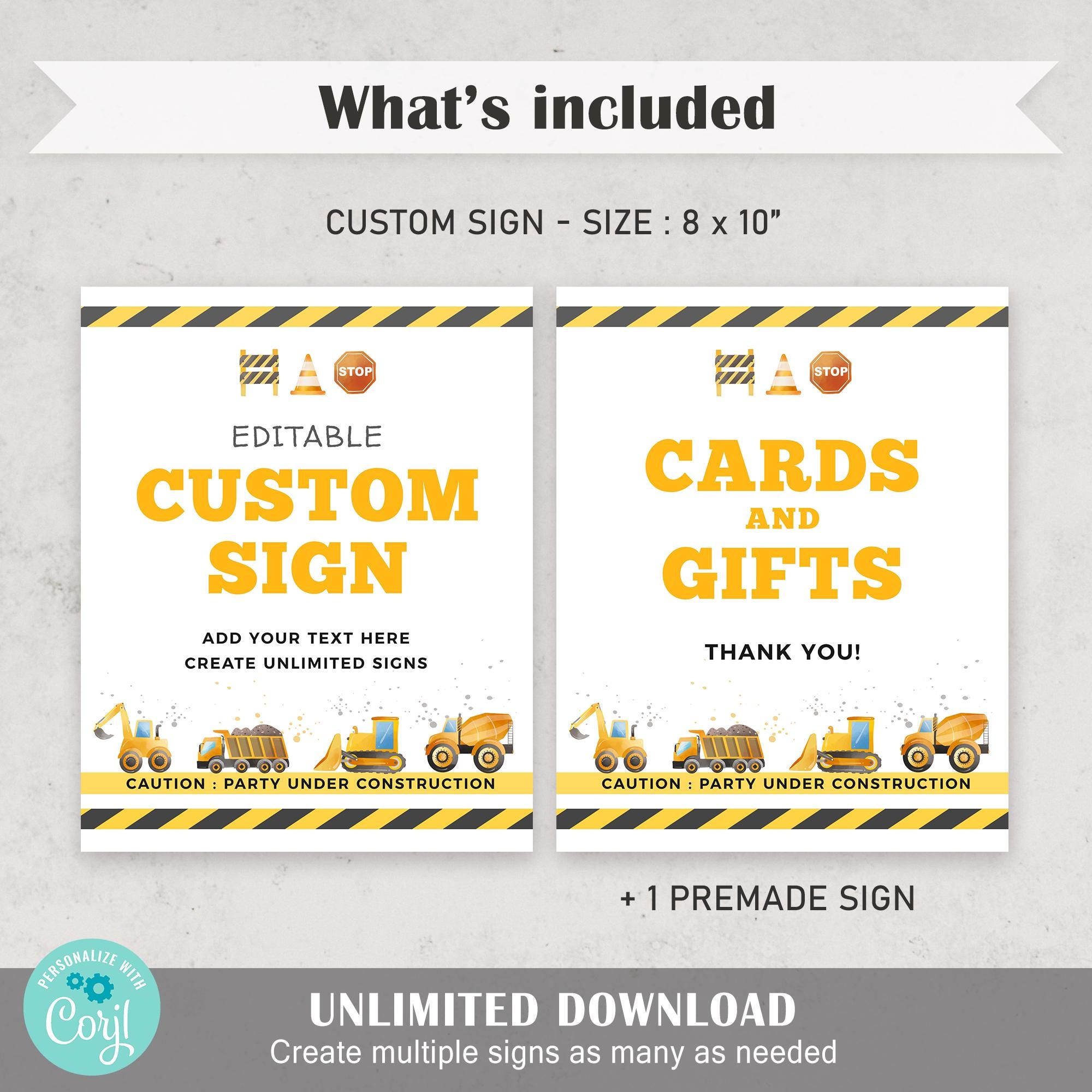 Construction Birthday Custom Sign, Construction Party Table Sign, Dirty ...