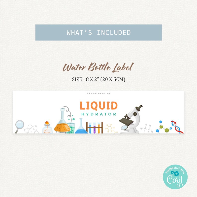 Science Birthday Water Bottle Label, Mad Scientist Party Water Bottle ...