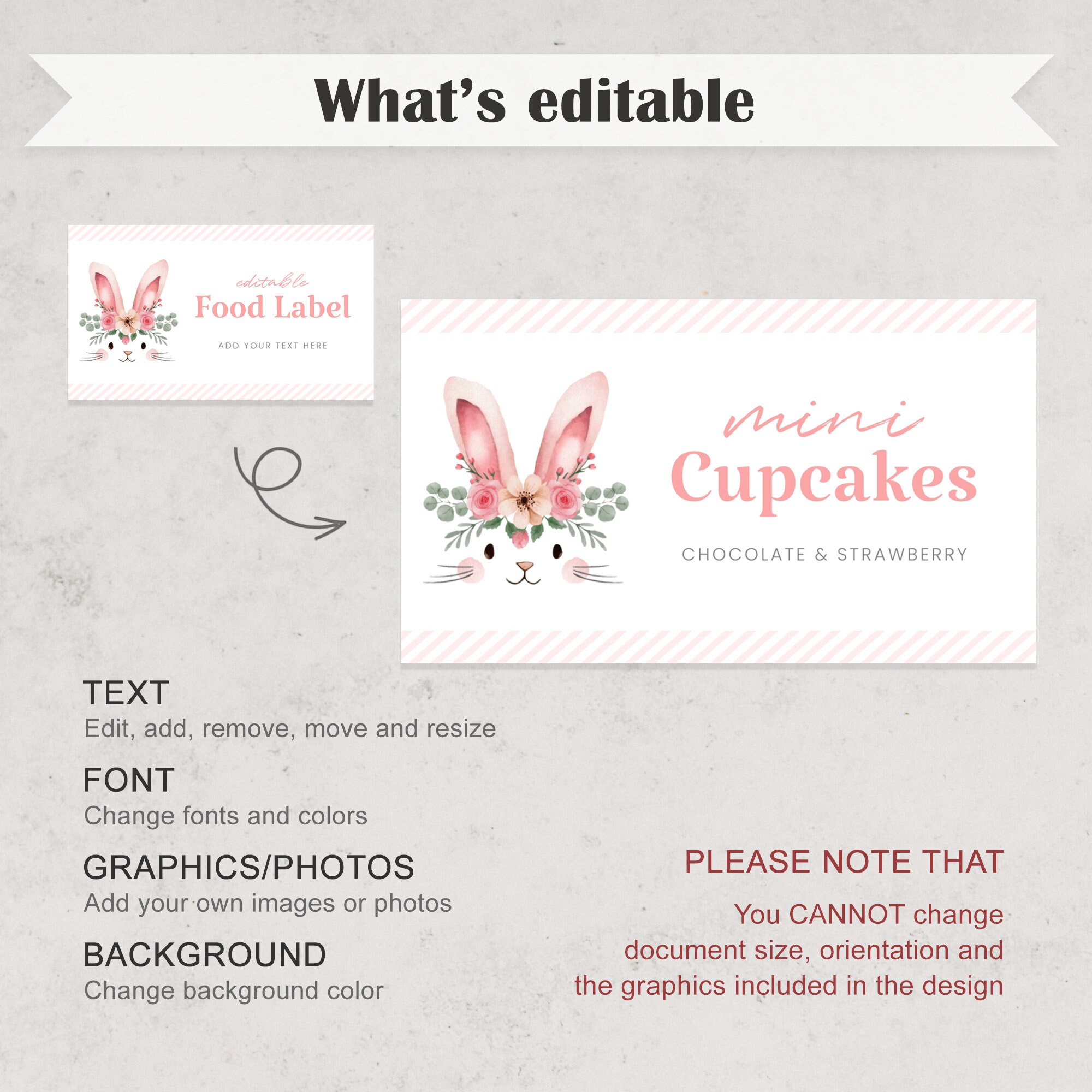 Editable Bunny Birthday Food Label, Some Bunny Party Folded Card, Girl ...