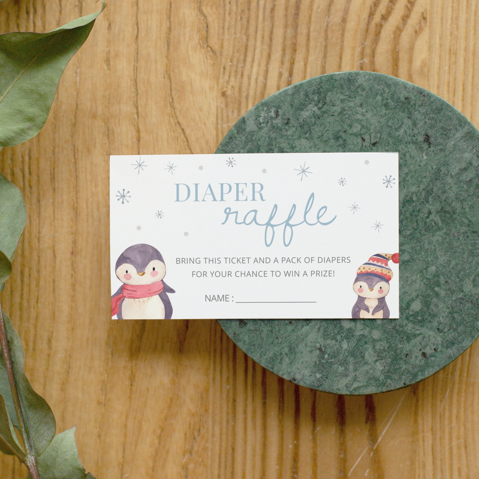 Penguin Baby Shower Diaper Raffle Sign & Matching Ticket - Etsy