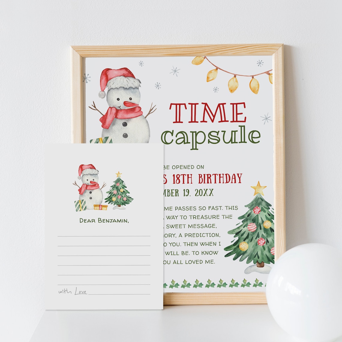 Editable Snowman Time Capsule Sign Snowman Message Cards - Etsy
