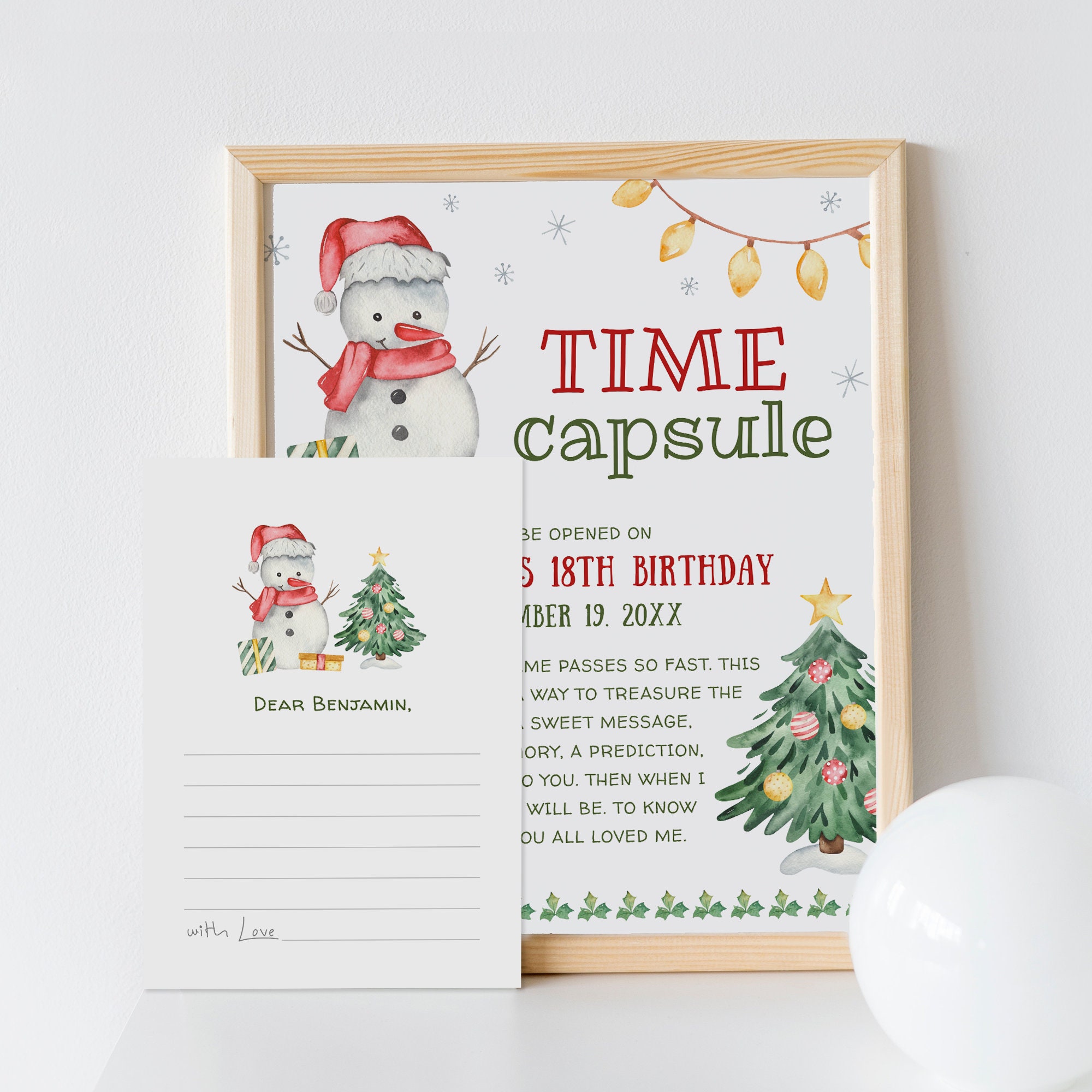 Editable Snowman Time Capsule Sign Snowman Message Cards - Etsy