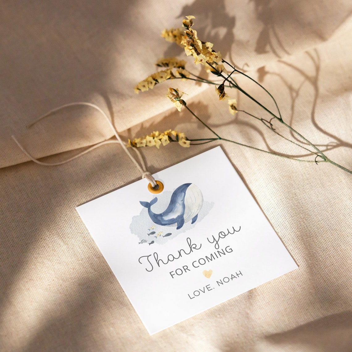 Editable Whale Birthday Favor Tags Ocean Party Thank You - Etsy