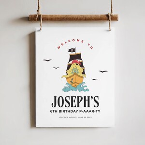 Modern Pirate Birthday Welcome Sign, Pirate Ship Welcome Board, Boy ...