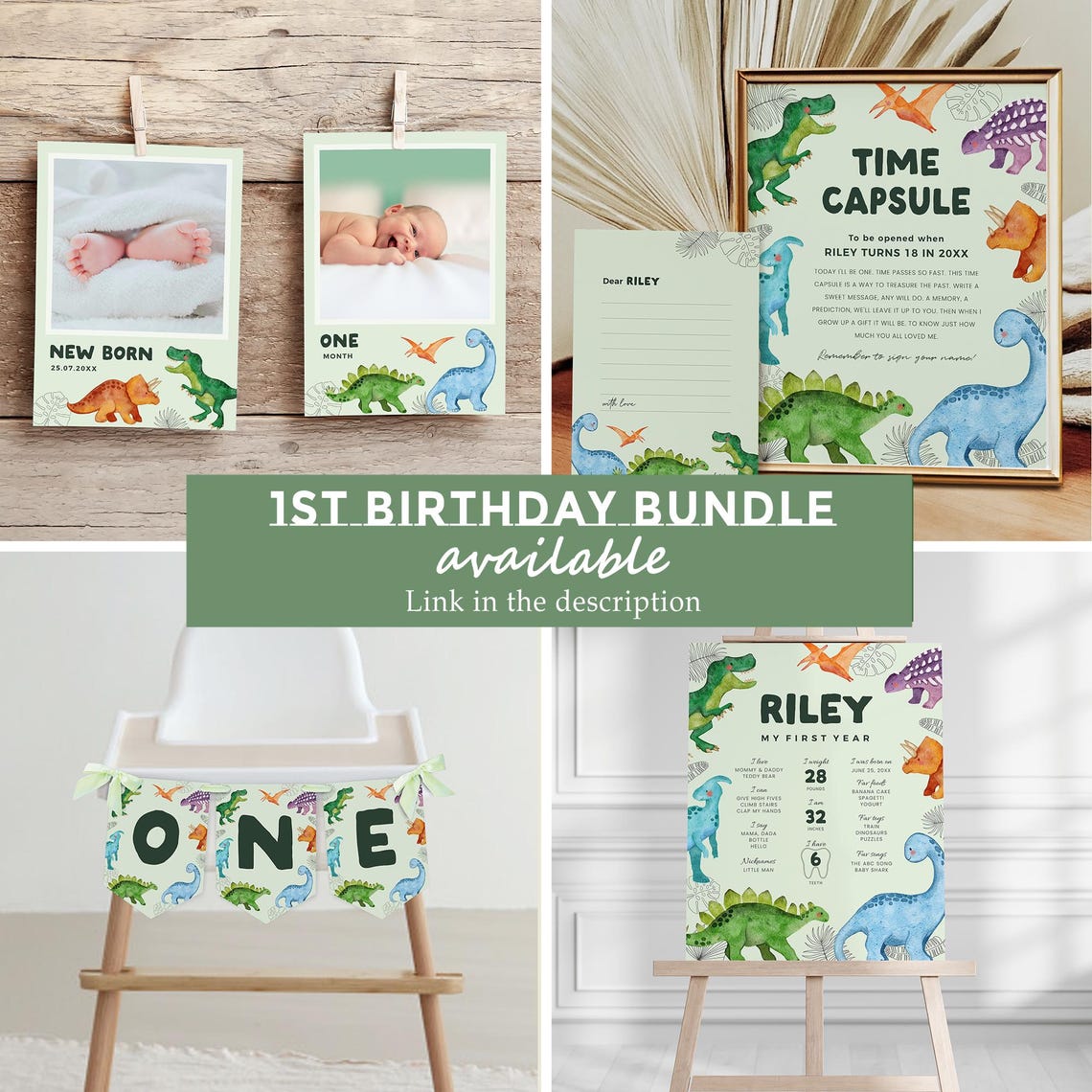 Dinosaur Happy Birthday Banner, Dino-mite Party Bunting Banner, Boy ...