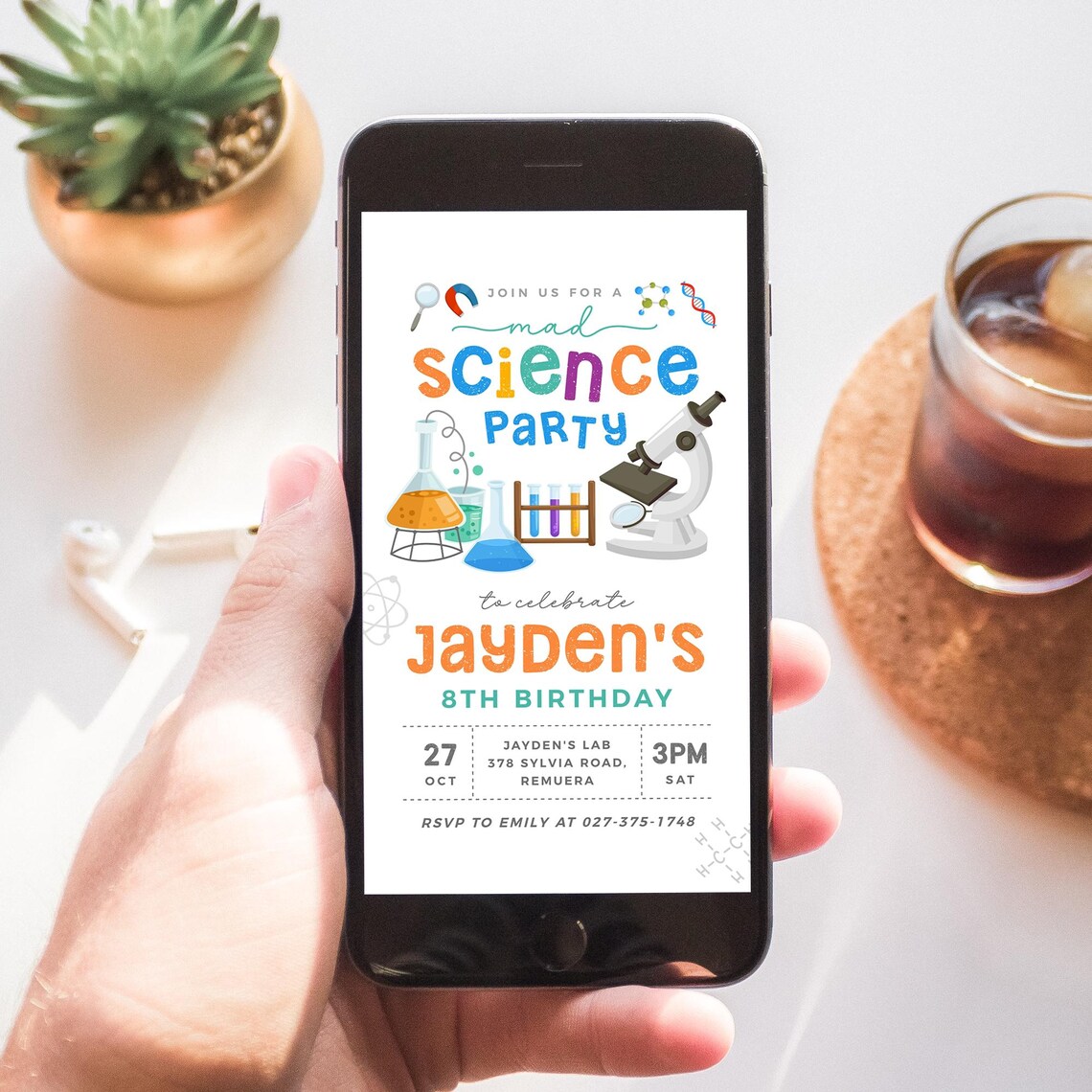 Editable Science Birthday Party E-invite, Mad Scientist Party ...