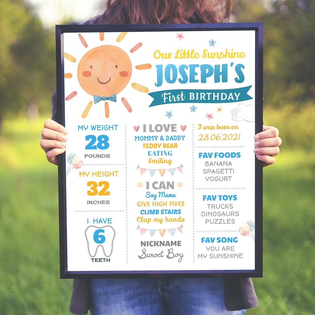 Editable Sunshine Milestone Sign, Sunshine First Year Board, Our Little ...