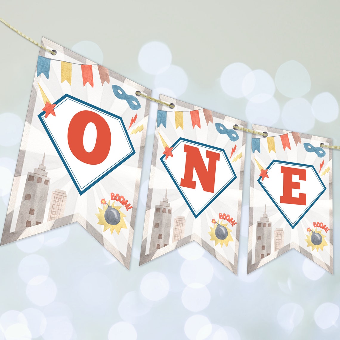 Editable Superhero ONE High Chair Banner Superhero Birthday - Etsy