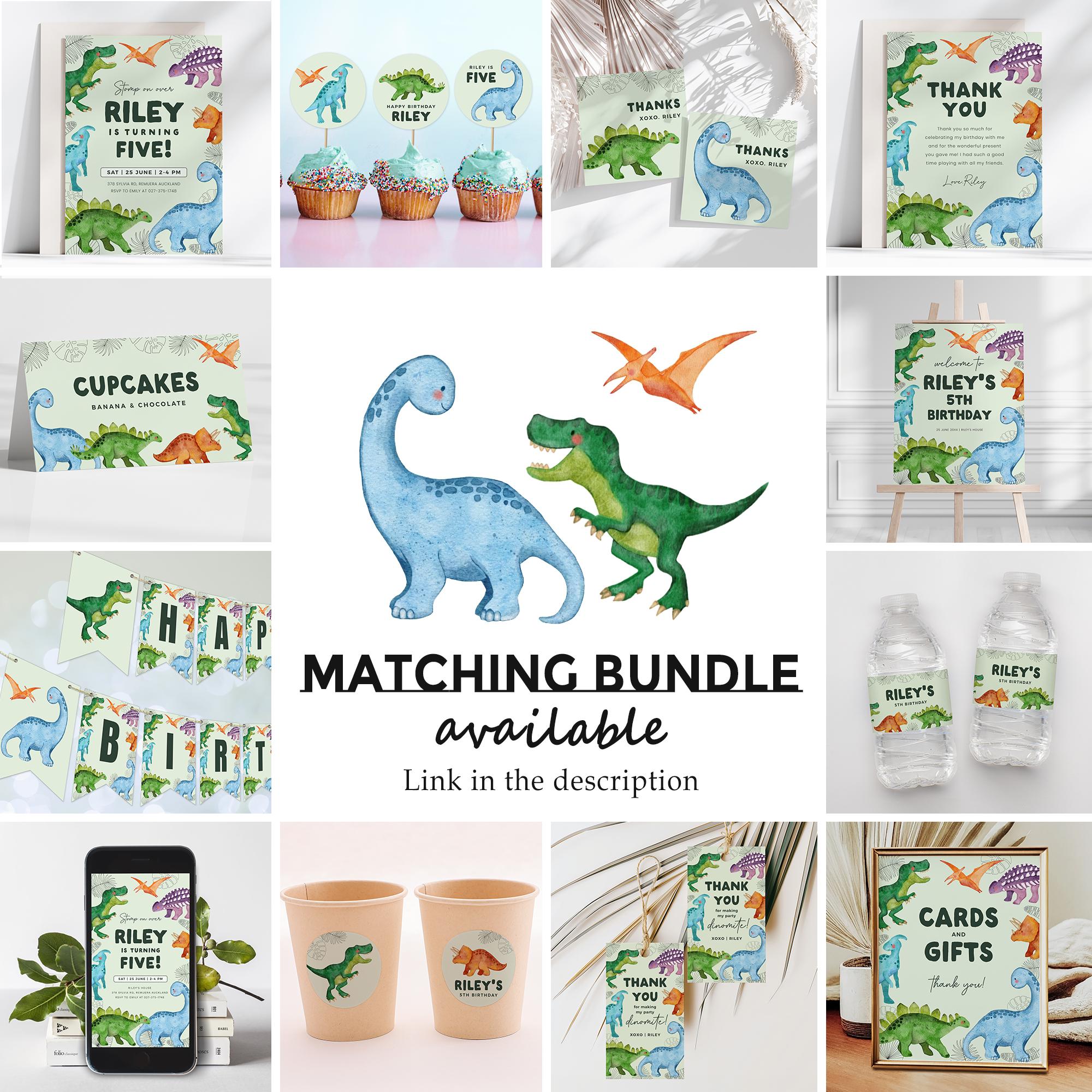 Dinosaur Birthday Food Label, Dino-mite Birthday Folded Table Card, Boy ...