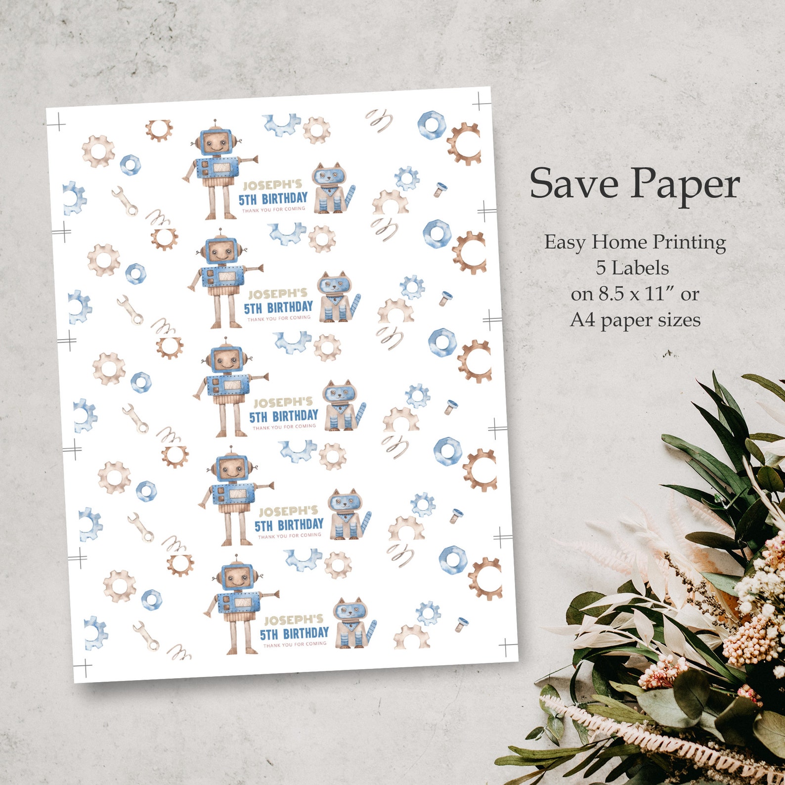 Editable Robot Water Bottle Labels Robot Party Drink Labels - Etsy