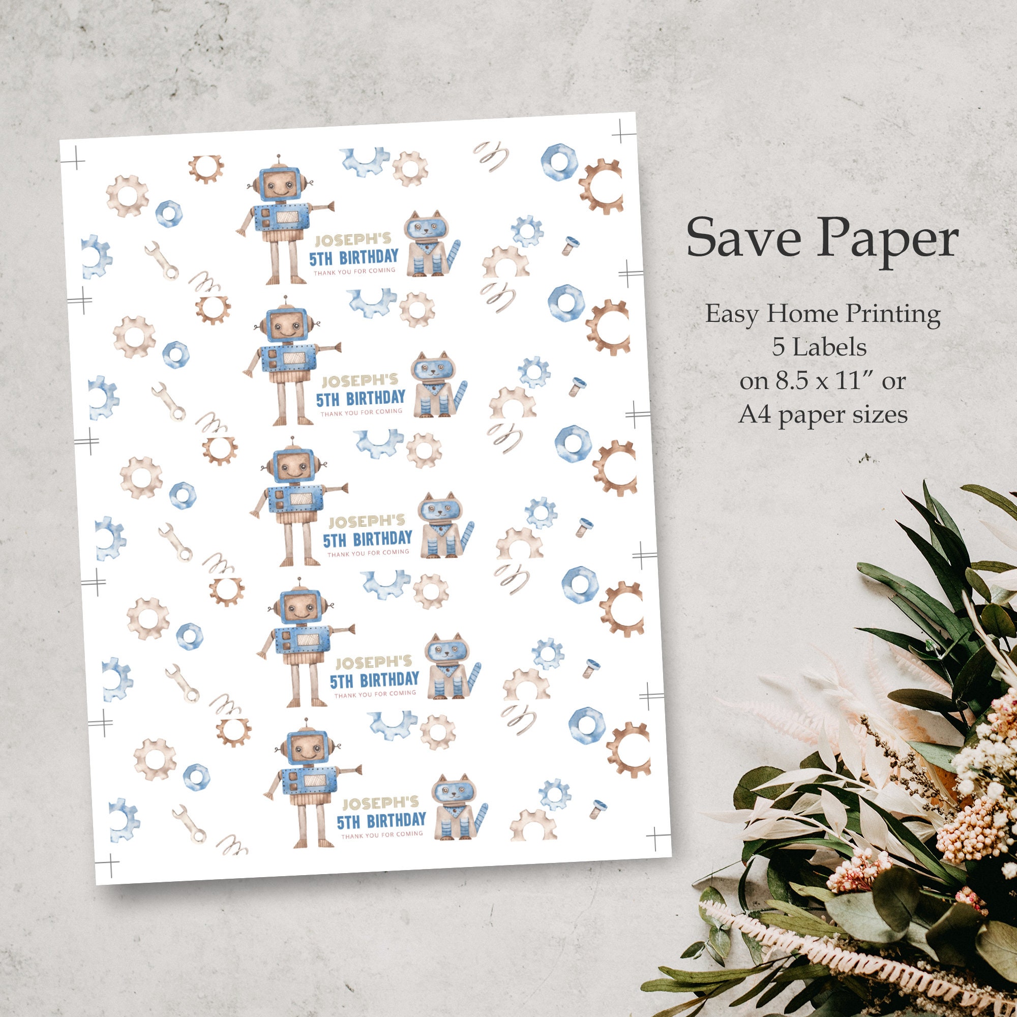 Editable Robot Water Bottle Labels Robot Party Drink Labels - Etsy