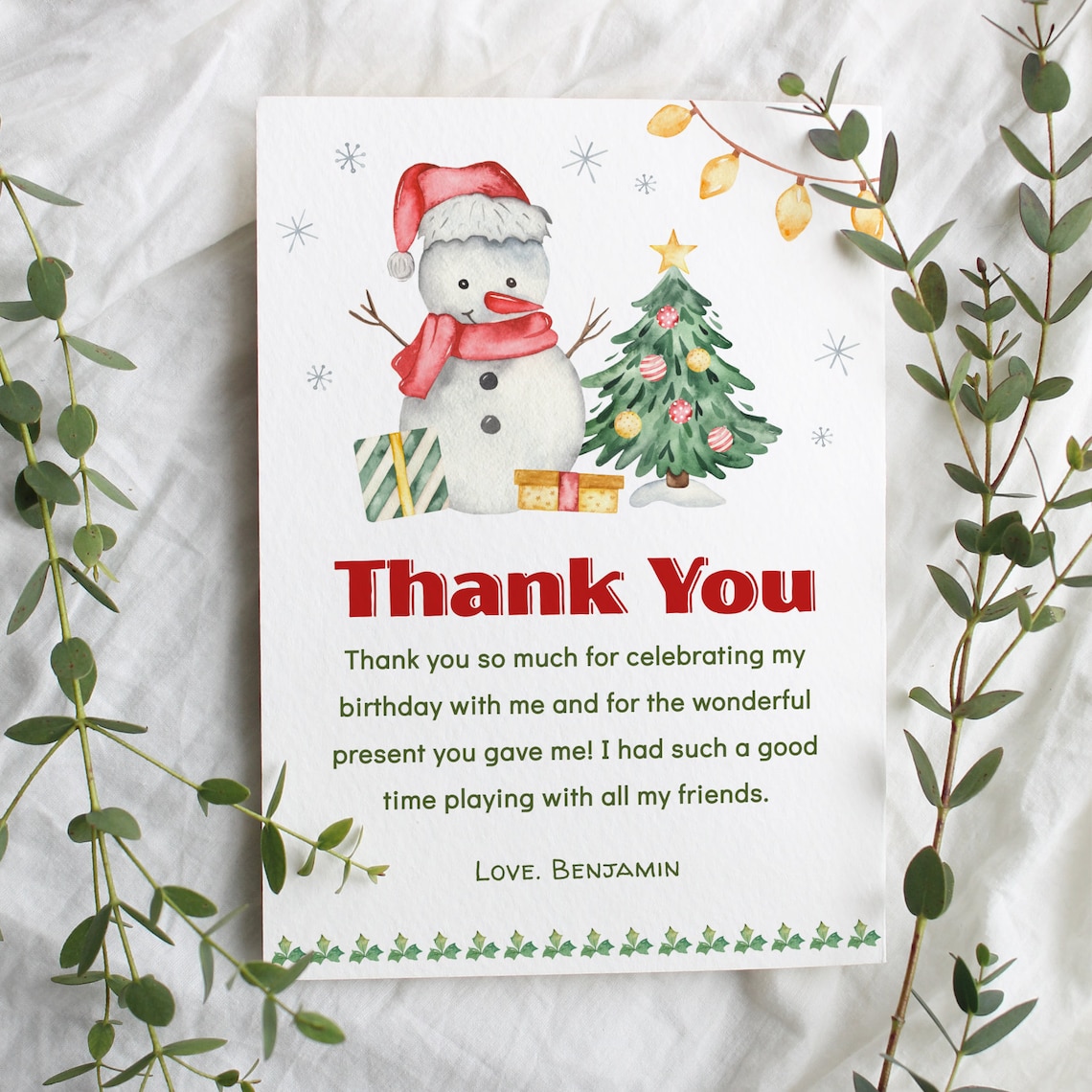 Editable Snowman Thank You Card Christmas Party Thank You - Etsy