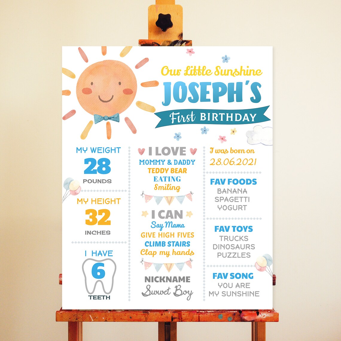 Editable Sunshine Milestone Sign Sunshine First Year Board - Etsy