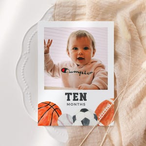 Sports Theme Birthday Monthly Photo Banner, Sports Party Milestone ...