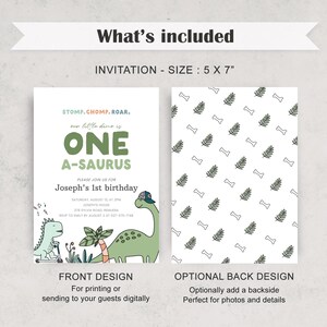 One-a-saurus Birthday Invitation, Dinosaur First Birthday Invite, Boy ...