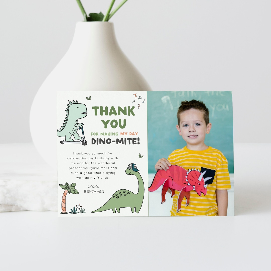Editable Dinosaur Thank You Card, Dinosaur Thank You Note, Dinosaur ...