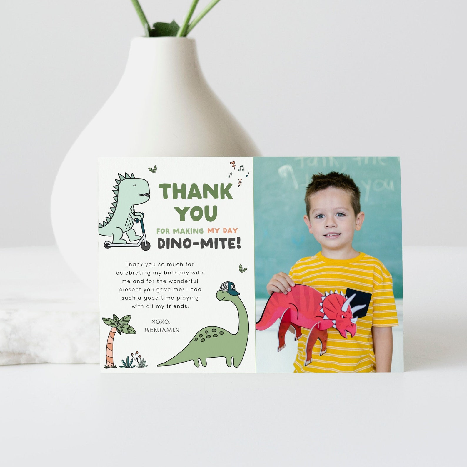 Editable Dinosaur Thank You Card, Dinosaur Thank You Note, Dinosaur ...
