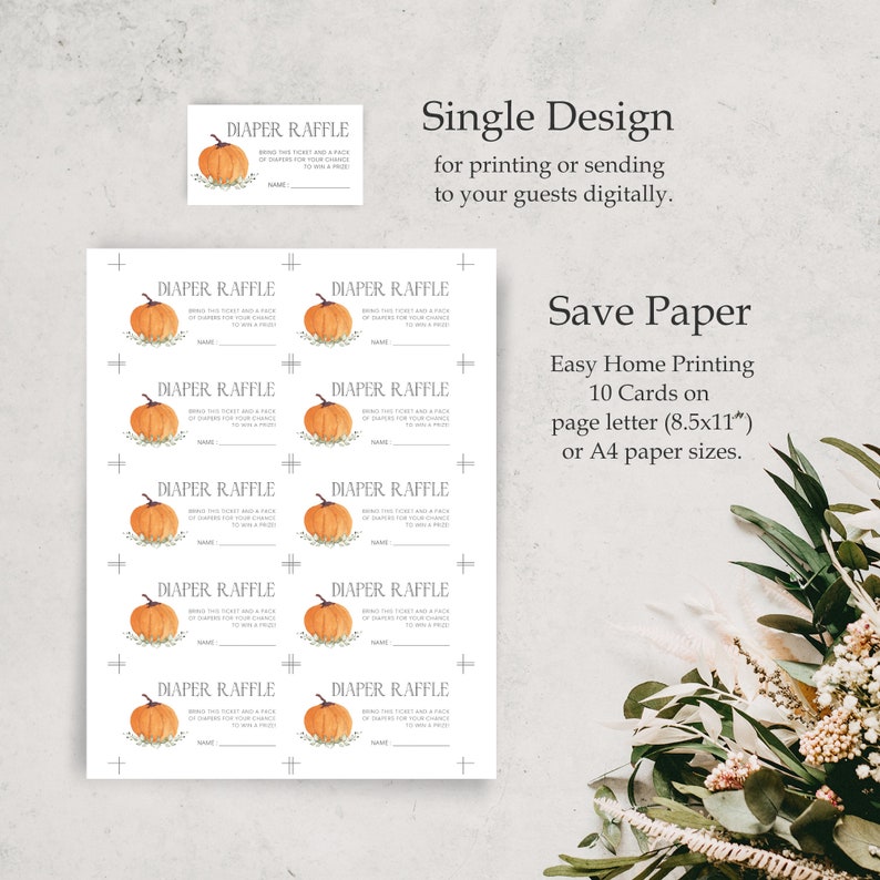 Pumpkin Baby Shower Diaper Raffle Sign & Matching Ticket - Etsy