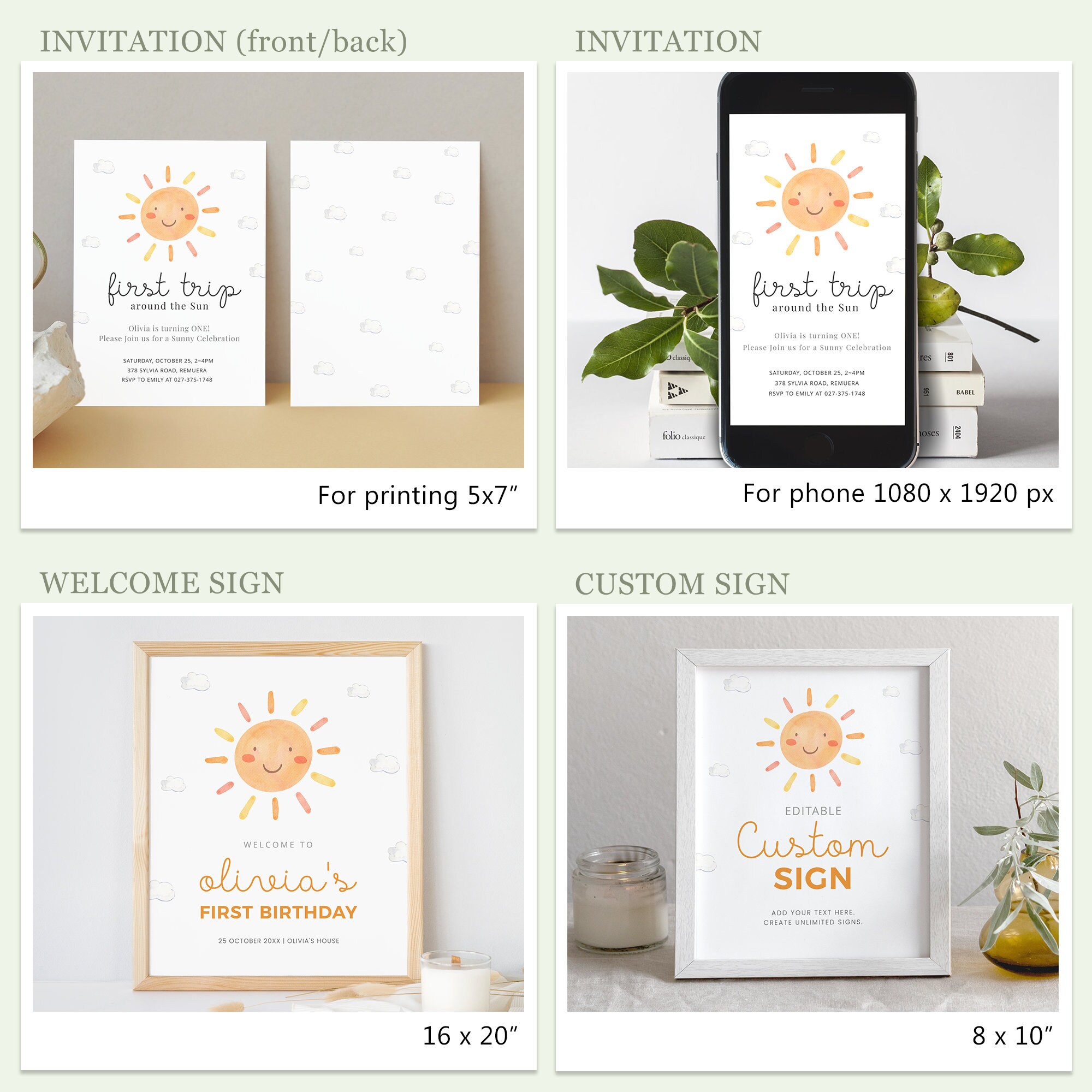 Editable Sunshine Birthday Bundle, Sunshine Party Collection, First ...