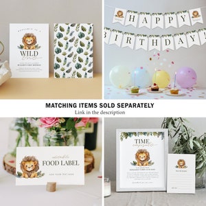 Editable Lion Birthday Welcome Sign, Minimalist Wild One Welcome Board ...
