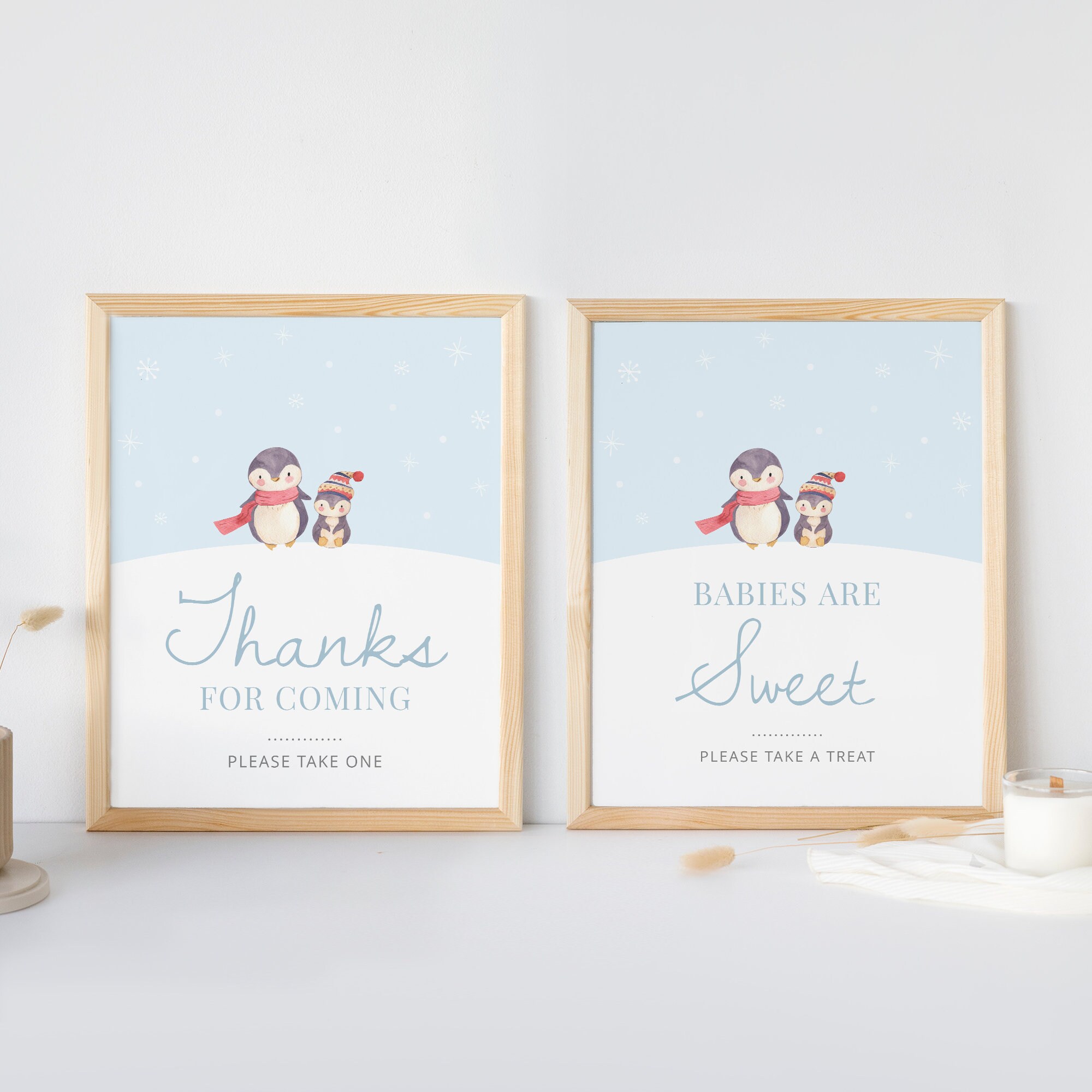 8 Editable Custom Signs, Penguin Baby Shower Custom Signs, Christmas ...